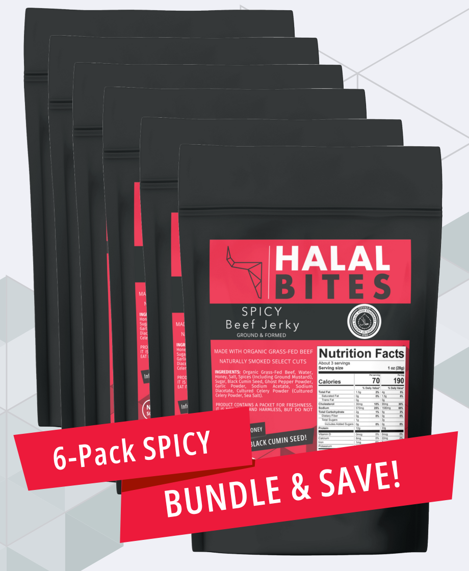 Halal Bites | Spicy (Ghost Pepper) Beef Jerky Bites | 6-Pack