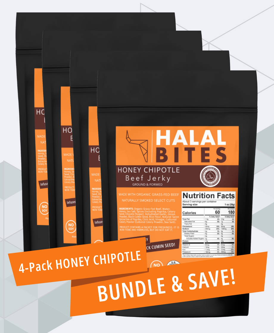 Honey Chipotle Halal Bites | 4-Pack Beef Jerky Bites