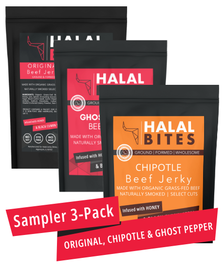 Halal Bites | Original, Honey Chipotle + Spicy Beef Jerky Bites | Mixed ...